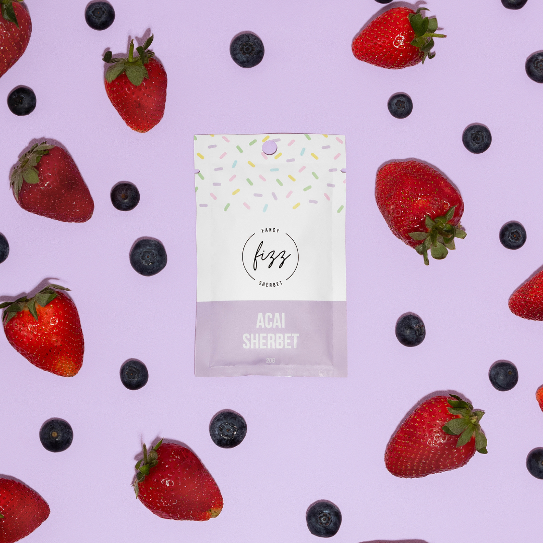 Acai flavour Fizz Sherbet. Sweet. Sour. Fancy. Fun! Australia delivery